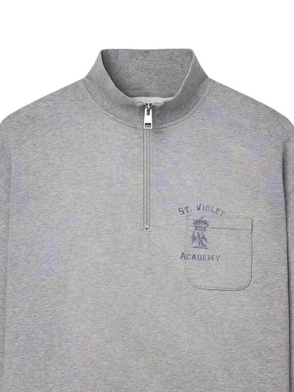 PURPLE BRAND St. Violet Half-zip Chest-pocket Sweatshirt - Grey
