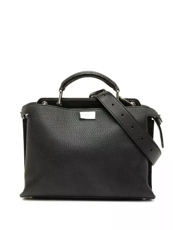Fendi 2010-2026 Mini Leather Peekaboo Iconic Essential Satchel - Black