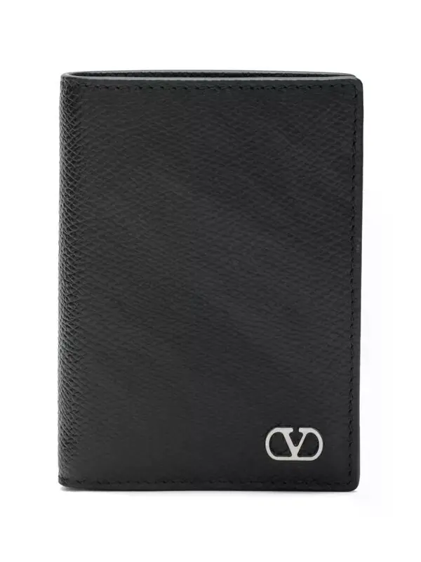 Valentino Garavani Vlogo Signature Grained-leather Card Holder - Black