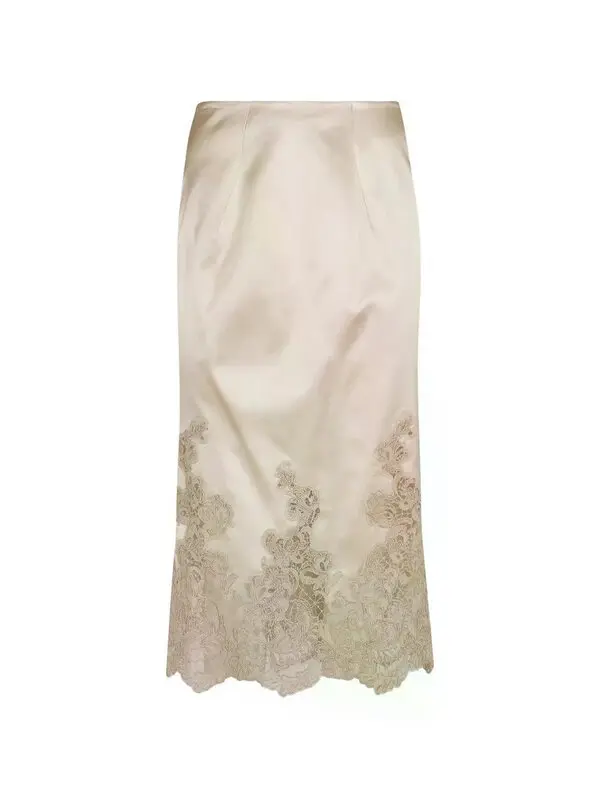 Ermanno Scervino Lace-trim Silk Midi Skirt