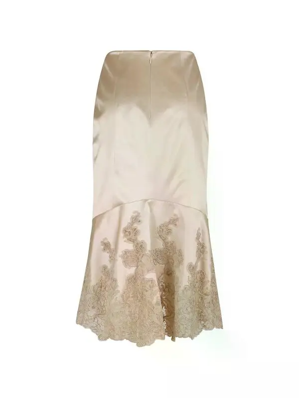 Ermanno Scervino Lace-trim Silk Midi Skirt