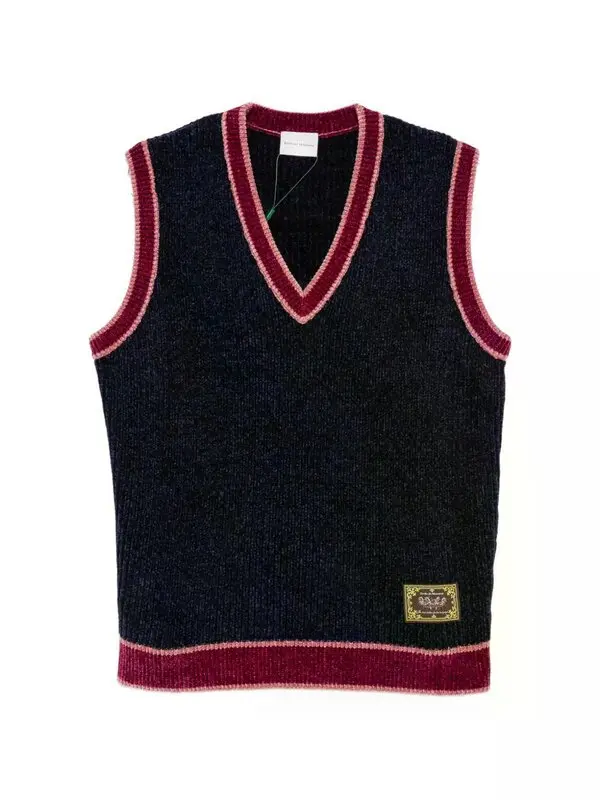 Drole De Monsieur Horse-patch V-neck Vest - Blue