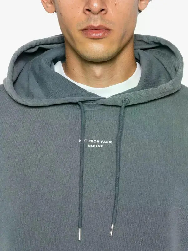 Drole De Monsieur Classic Slogan-print Drawstring Hoodie
