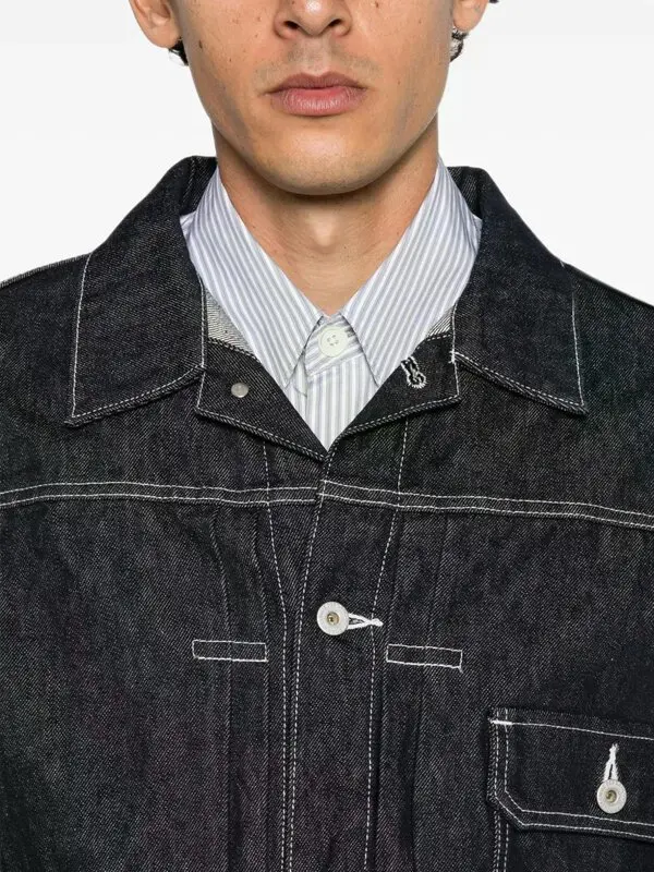 Comme Des Garçons Contrast-stitch Denim Jacket - Blue