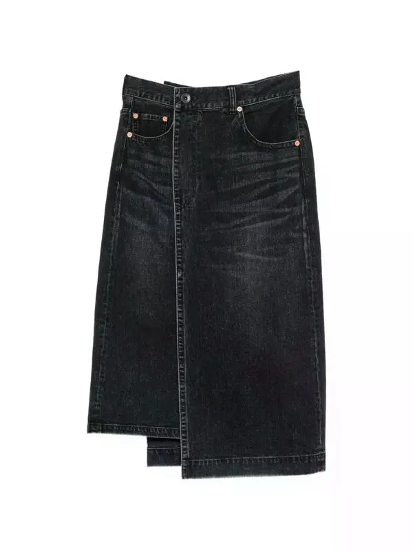Sacai Asymmetric-hem Denim Midi Skirt - Blue