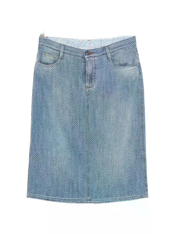 Ermanno Scervino Herringbone-pattern Midi Denim Skirt