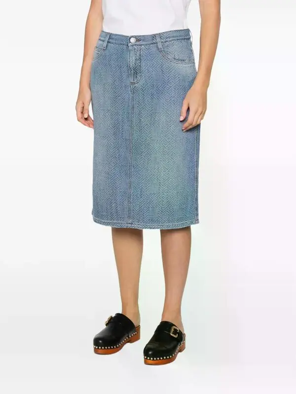 Ermanno Scervino Herringbone-pattern Midi Denim Skirt