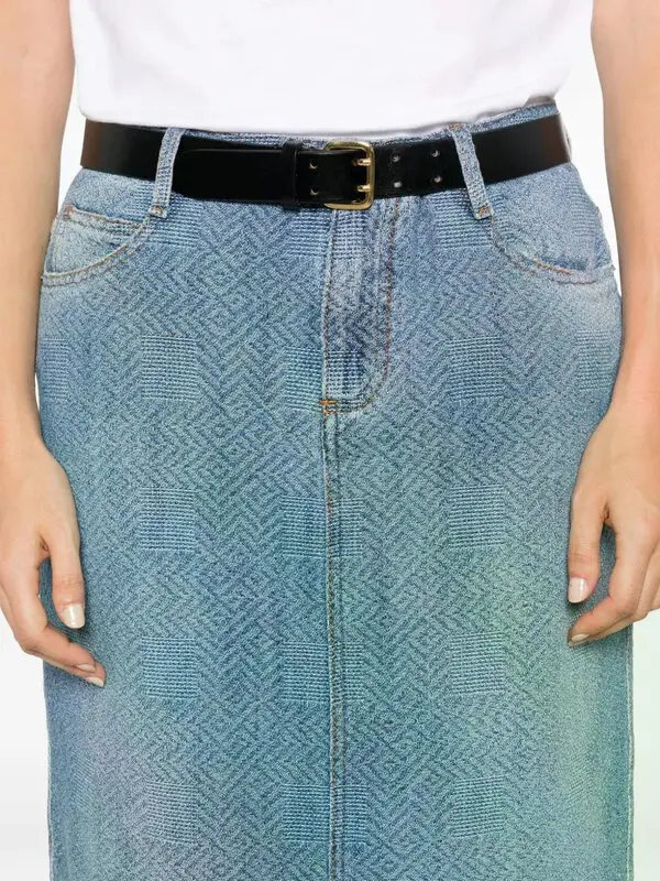 Ermanno Scervino Herringbone-pattern Midi Denim Skirt