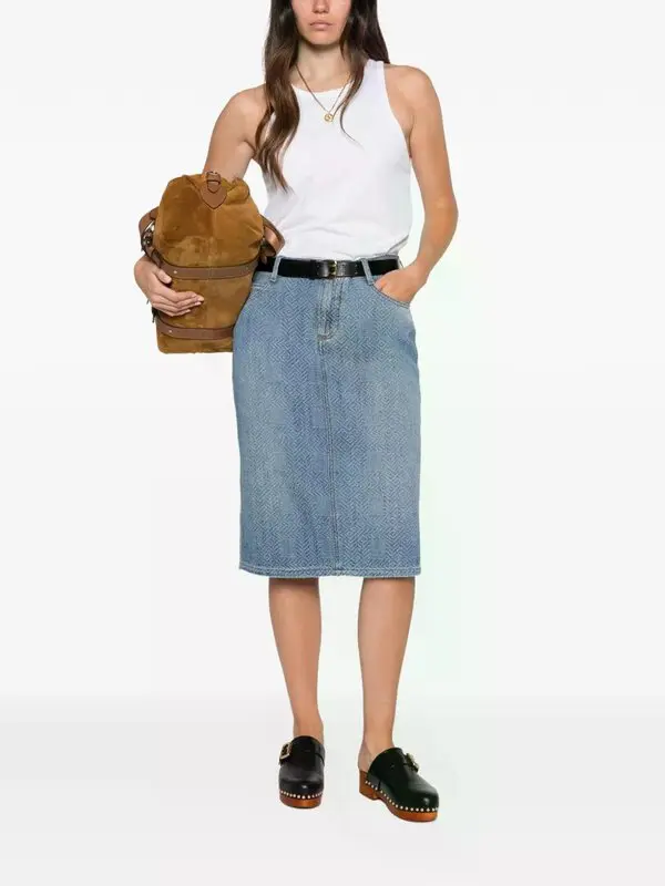Ermanno Scervino Herringbone-pattern Midi Denim Skirt