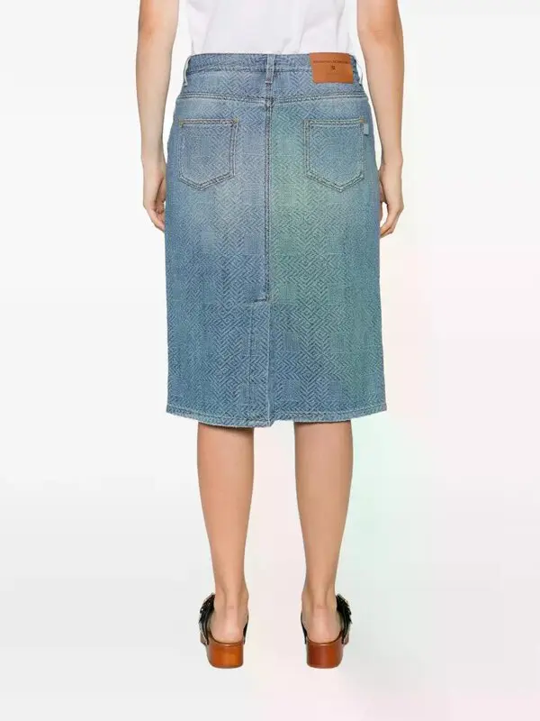 Ermanno Scervino Herringbone-pattern Midi Denim Skirt