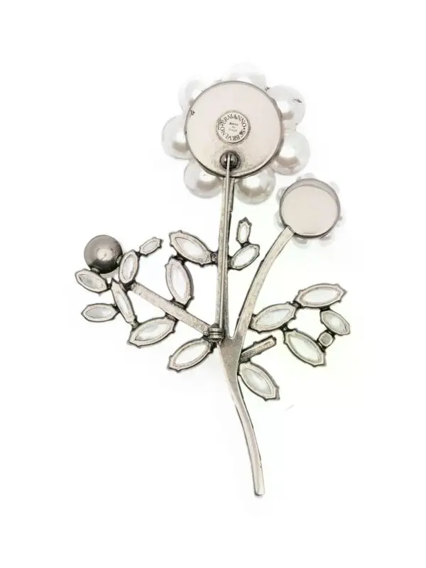 Ermanno Scervino Floral-motif Crystal-embellished Brooch