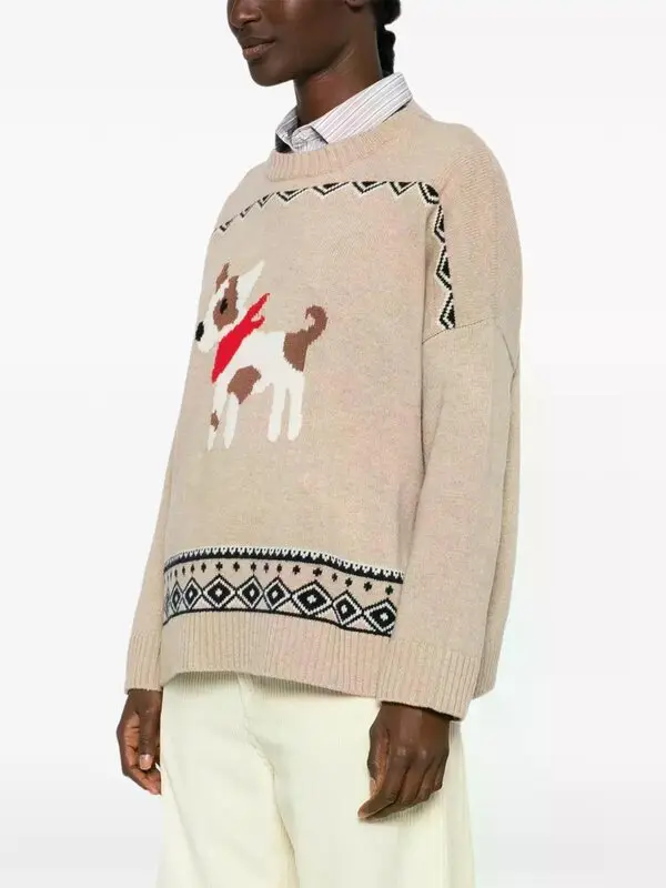 Max Mara Pavidi Intarsia-knit Crew-neck Sweater - Neutrals