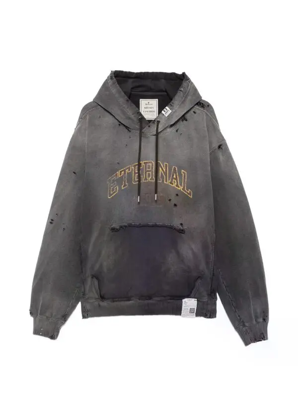 Mihara Yasuhiro Distressed-effect Logo-print Hoodie