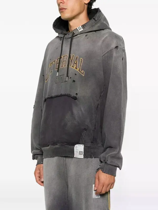 Mihara Yasuhiro Distressed-effect Logo-print Hoodie