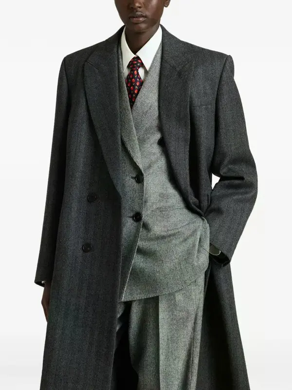 Givenchy Long Tailored Coat In Herringbone Wool