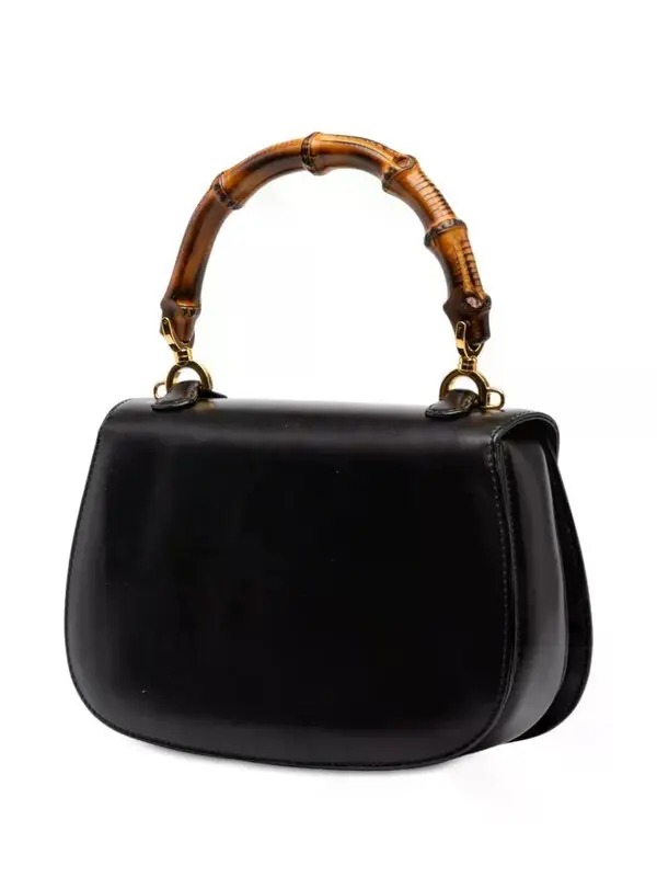 Gucci 2000-2015 Small Calfskin Bamboo Night Satchel - Black