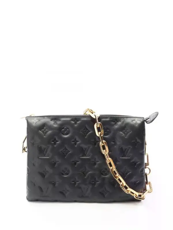 LOUIS VUITTON 2021-2026 Monogram Embossed Puffy Lambskin Coussin Pm Satchel