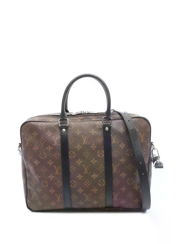 LOUIS VUITTON 2020-2026 Monogram Macassar Porte Documents Voyage Business Bag - Brown