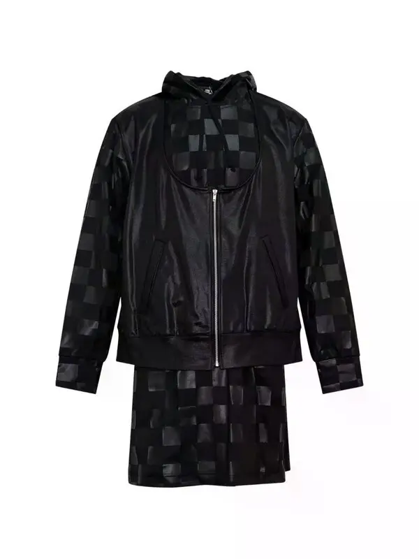 Comme Des Garçons Checkerboard-pattern Layered-effect Hoodie