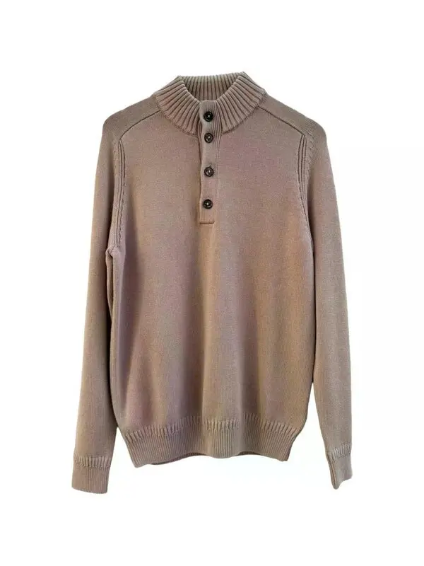DIKTAT Button-up Funnel-neck Sweater