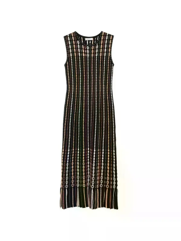Ulla Johnson Amina Geometric-pattern Fringed Midi Dress - Black