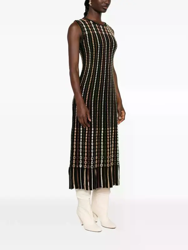Ulla Johnson Amina Geometric-pattern Fringed Midi Dress - Black