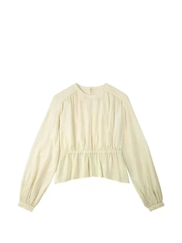 FUTURE CLASSICS Dobby-stripe Gathered Blouse