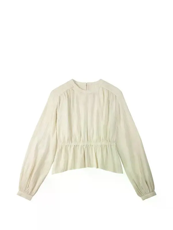 FUTURE CLASSICS Dobby-stripe Gathered Blouse - White