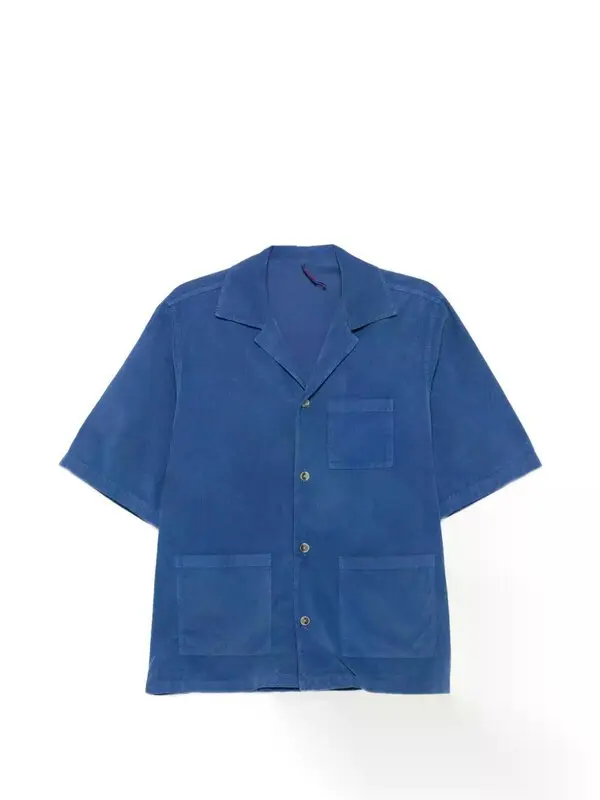 SANTANIELLO Pleated Corduroy Shorts - Blue