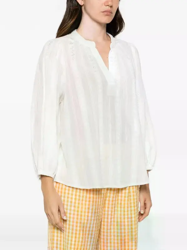 MAISON123 Broderie-anglaise V-neck Blouse