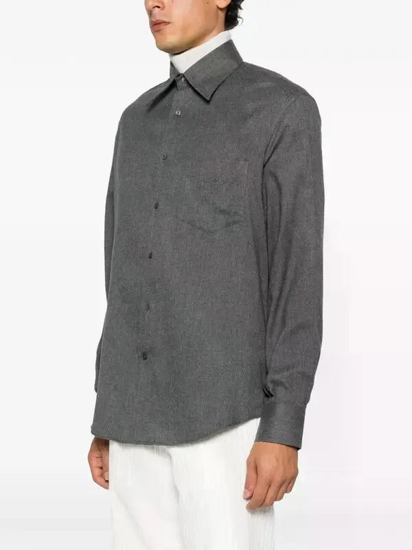 Brunello Cucinelli Herringbone-pattern Chest-pocket Shirt