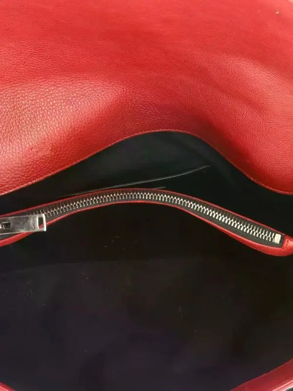 Saint Laurent Classic Monogram College Bag Matelasse Chevron Leather Large Shoulder Bag - Red