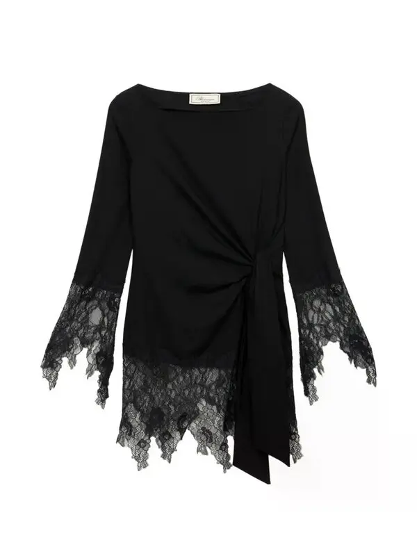 Blumarine Lace-trim Knotted Blouse - Black