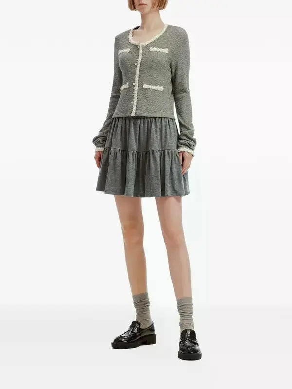 B+AB Contrast-trim Tiered Skirt And Top Set
