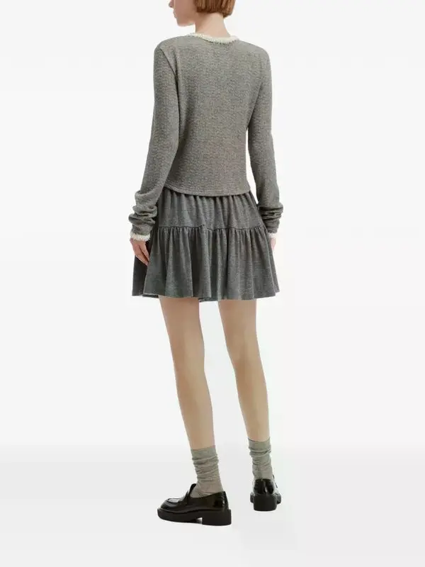 B+AB Contrast-trim Tiered Skirt And Top Set