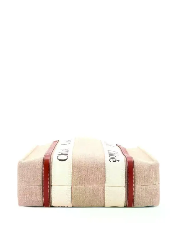 Chloé Woody Canvas With Leather Medium Tote Bag
