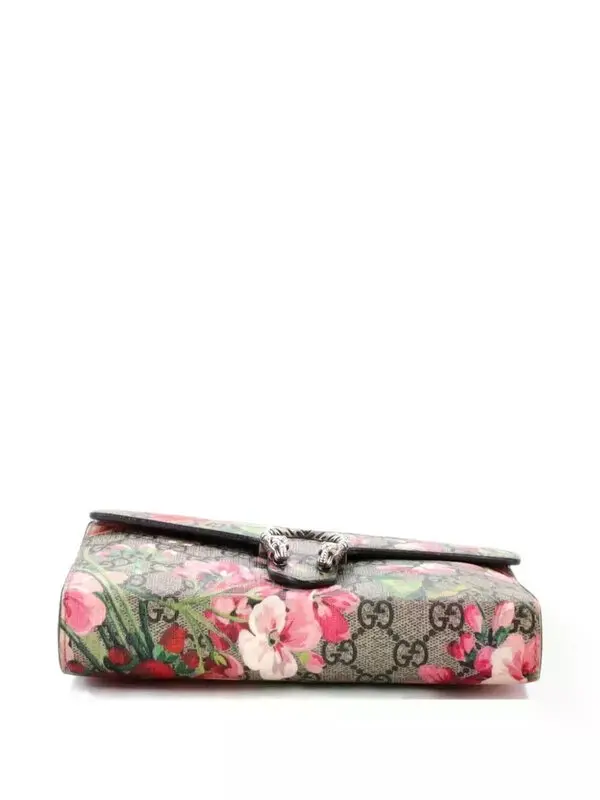 Gucci Dionysus Chain Wallet Blooms Print Gg Coated Canvas Small Crossbody Bag - Brown