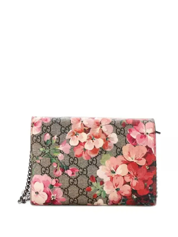 Gucci Dionysus Chain Wallet Blooms Print Gg Coated Canvas Small Crossbody Bag - Brown