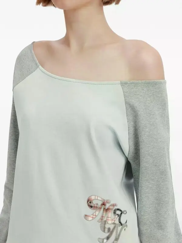 MINI CREAM Raglan-sleeve Off-shoulder T-shirt