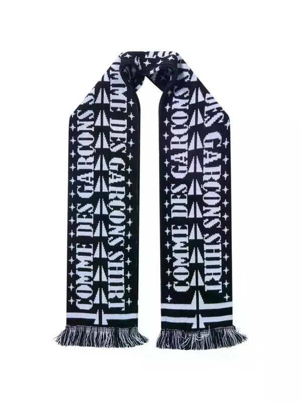 Comme Des Garçons Graphic-motif Intarsia Scarf - Black