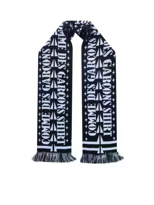 Comme Des Garçons Graphic-motif Intarsia Scarf - Black