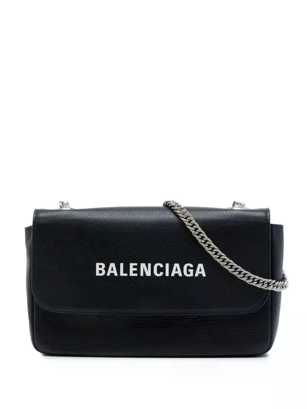 Balenciaga 2018 Leather Everyday Wallet On Chain Crossbody Bag - Black