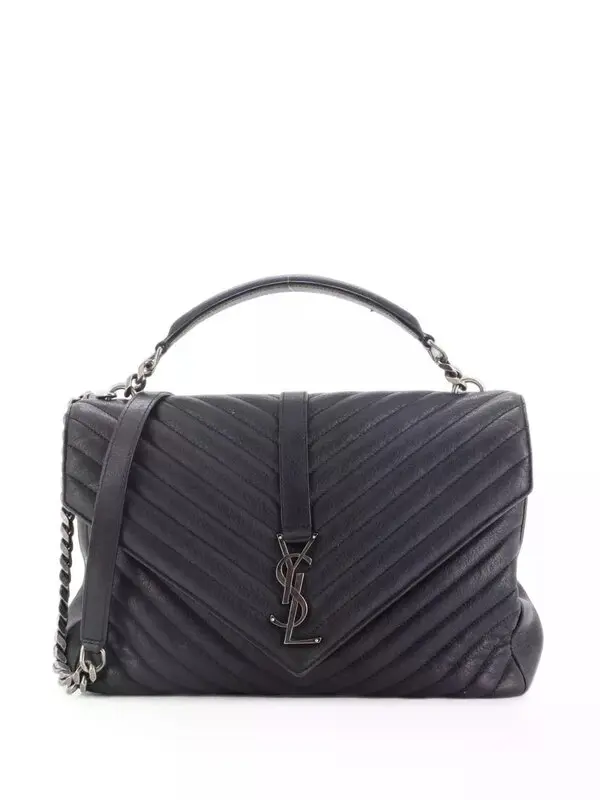 Saint Laurent Classic Monogram College Bag Matelasse Chevron Leather Large Shoulder Bag