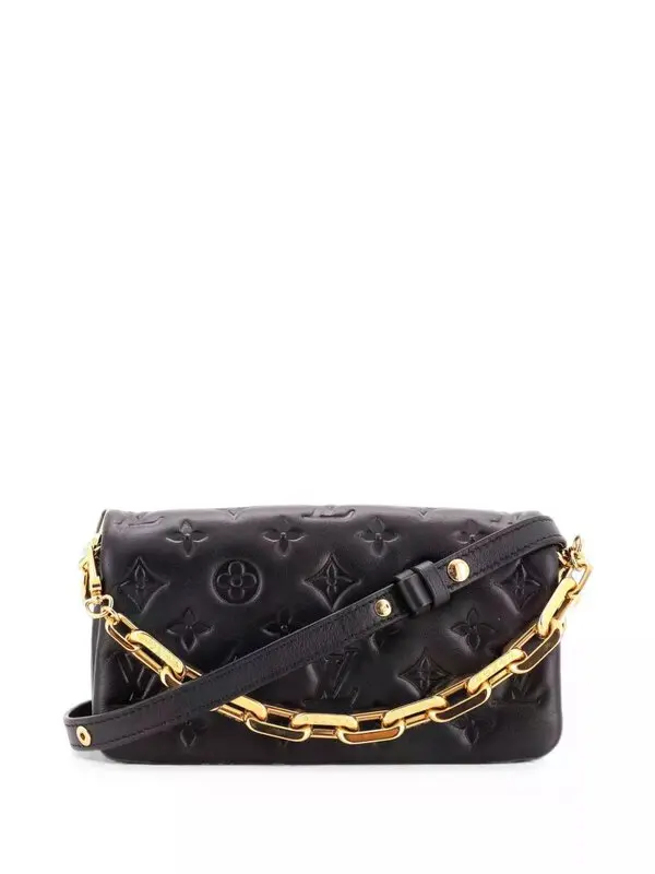 LOUIS VUITTON Convertible Coussin Pochette Monogram Embossed Lambskin Shoulder Bag