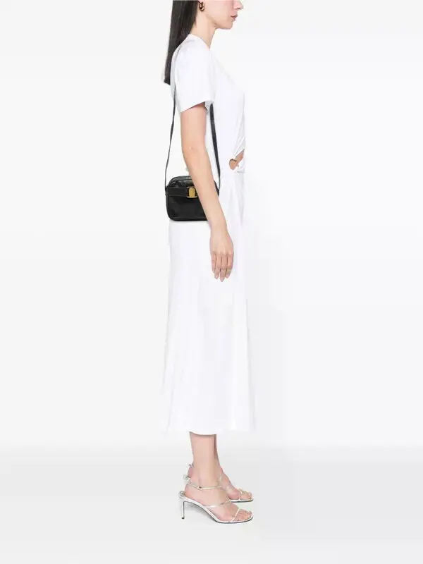 FERRAGAMO 2000-2026 Lizard Embossed Leather Vara Crossbody Bag