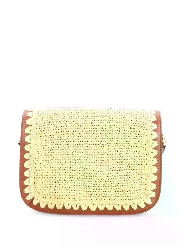 Gucci Horsebit 1955 Raffia Effect With Leather Small Shoulder Bag
