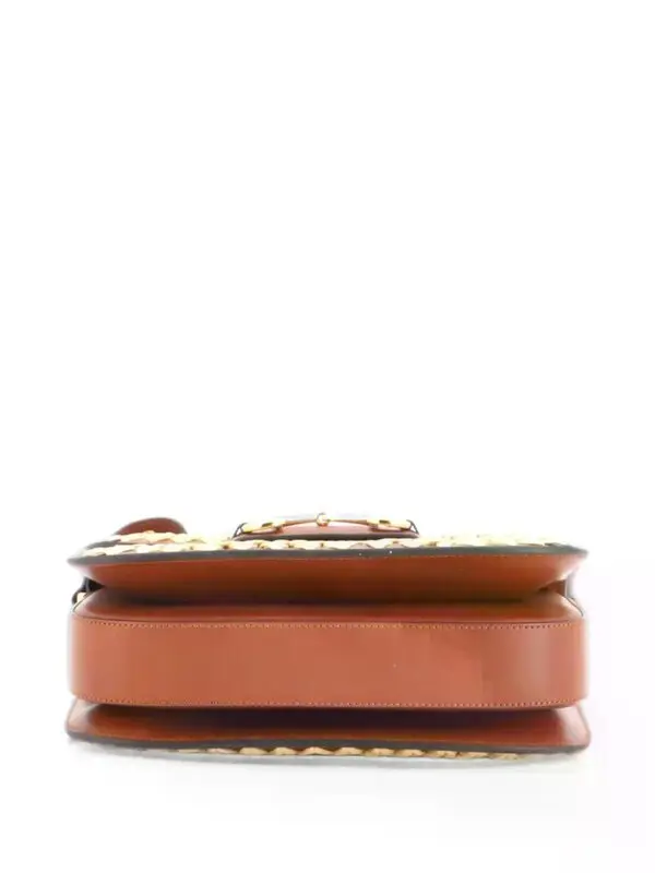 Gucci Horsebit 1955 Raffia Effect With Leather Small Shoulder Bag