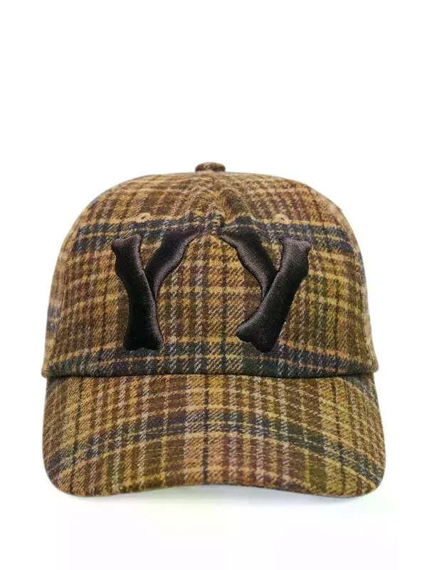 OPEN YY Heart Bone Check-pattern Embroidered-logo Baseball Cap