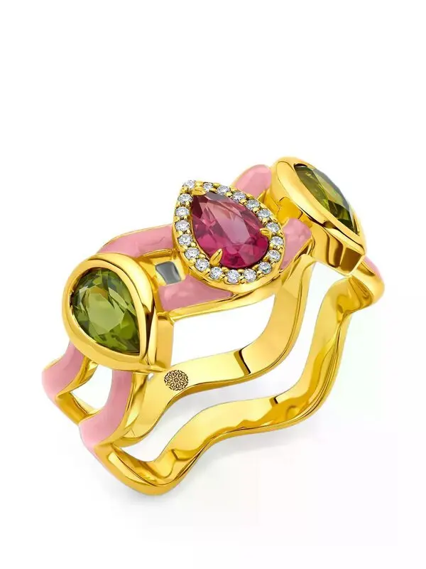 BUDDHA MAMA Bubblegum Tourmaline And Diamond Band Ring