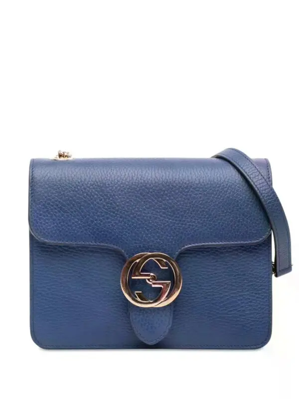 Gucci 2016-2026 Small Dollar Calfskin Interlocking G Crossbody Bag - Blue
